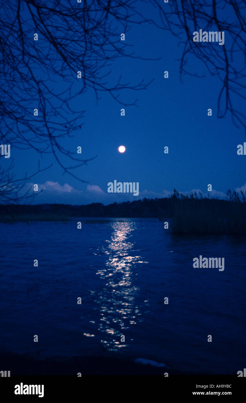 Full moon over frozen lake hi-res stock photography and images - Alamy