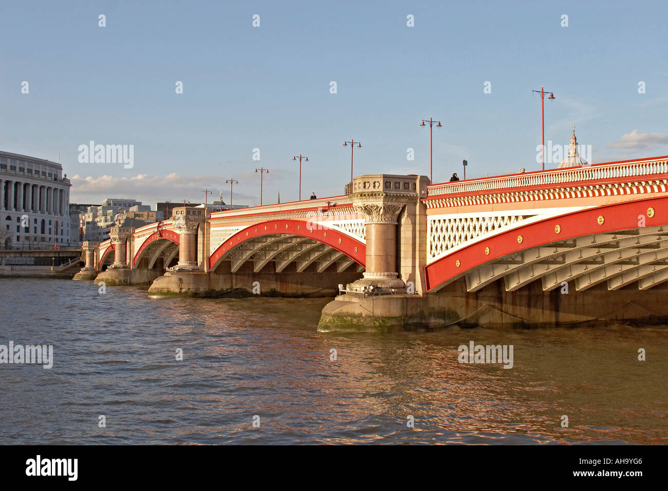 Blackfriars Bridge in evening light with River Thames City of London ...