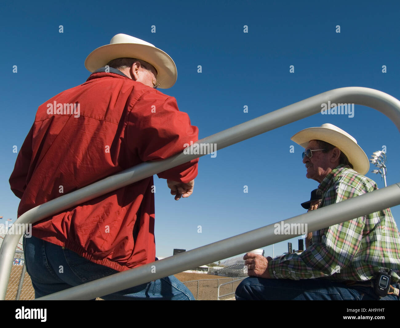 Cowboys talk before rodeo at Tucson Arizona Stock Photo - Alamy