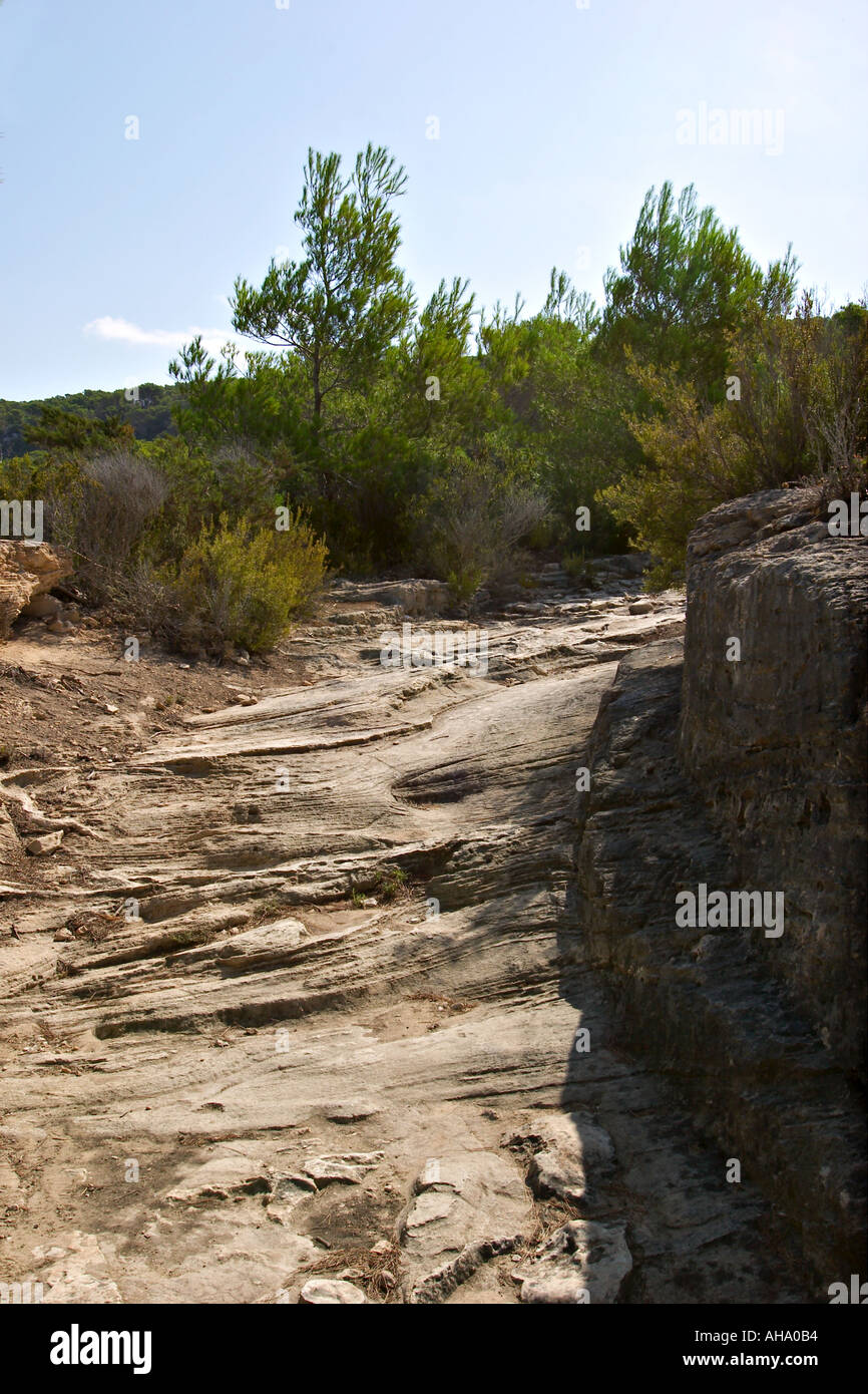 roman path Camí romá near Es Caló de Sant Agustí Formentera Stock Photo ...