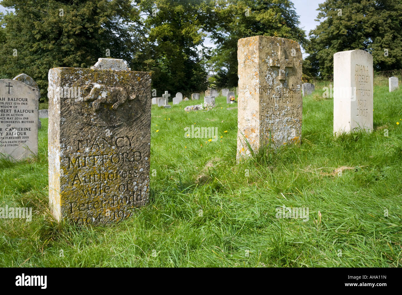 The graves of three Mitford sisters in the churchyard of St Marys ...