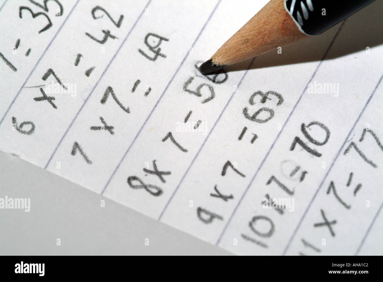 Mathematics Homework Seven Times Table Stock Photo - Alamy