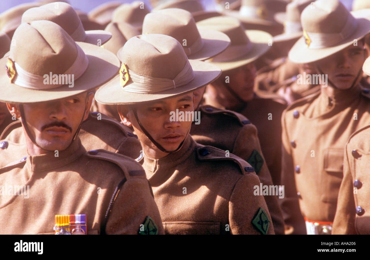 Royal Nepalese Army at Kings birthday parade, Kathmandu, Nepal Stock ...