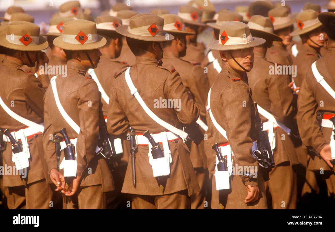 Royal Nepalese Army at kings birthday parade Kathmandu Nepal Stock ...