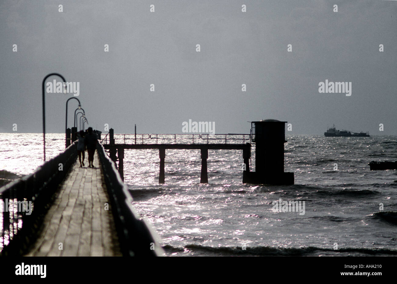 Long Jetty at Shell Beach, Miri, Sarawak, Malaysia, Borneo Stock Photo ...