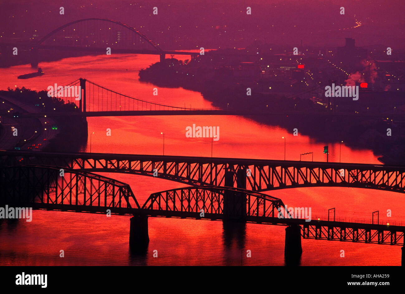 USA Pennsylvania Pittsburgh Bridges across the Monongahela River at ...