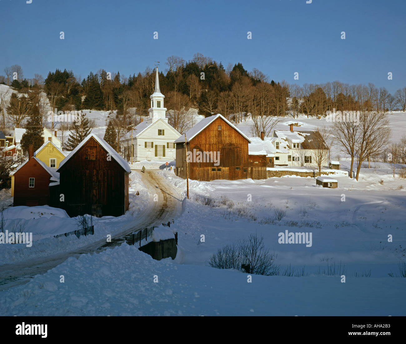 church and village of Waits River Vermont USA winter Stock Photo - Alamy