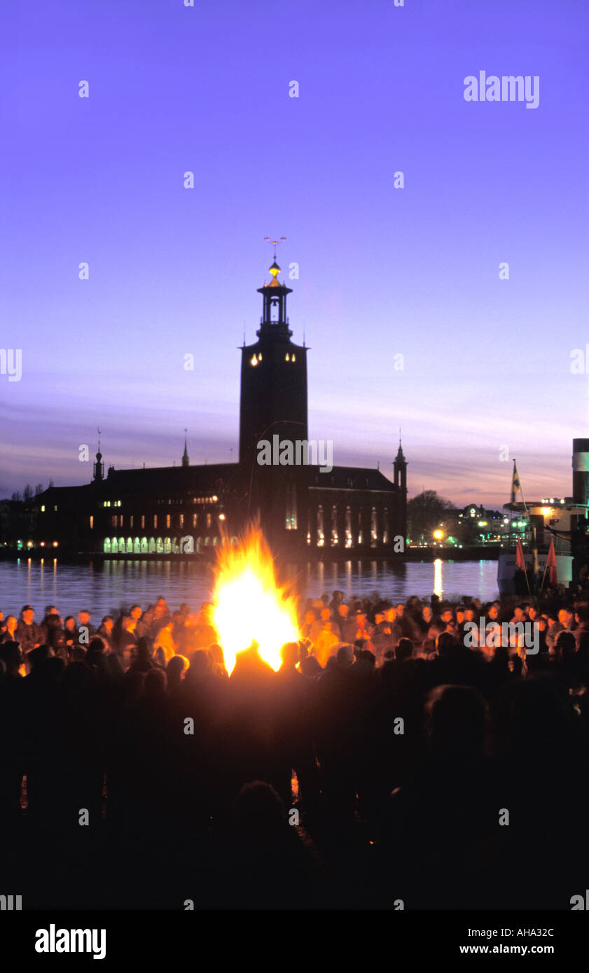 SWEDEN STOCKHOLM EVE OF MAYDAY CELEBRATION STOCKHOLM TOWN HALL IN ...