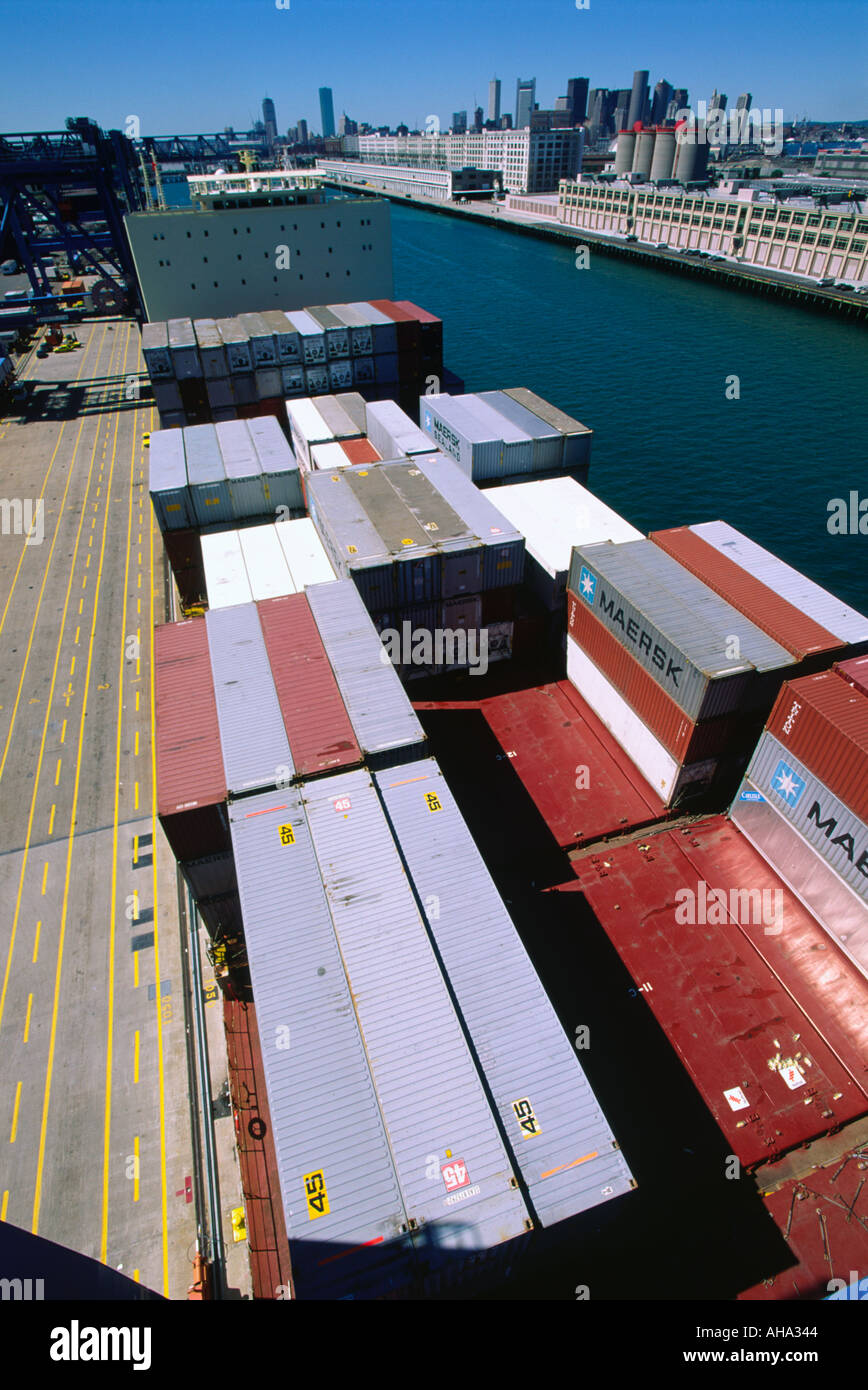 Container ship in port in Boston Stock Photo - Alamy