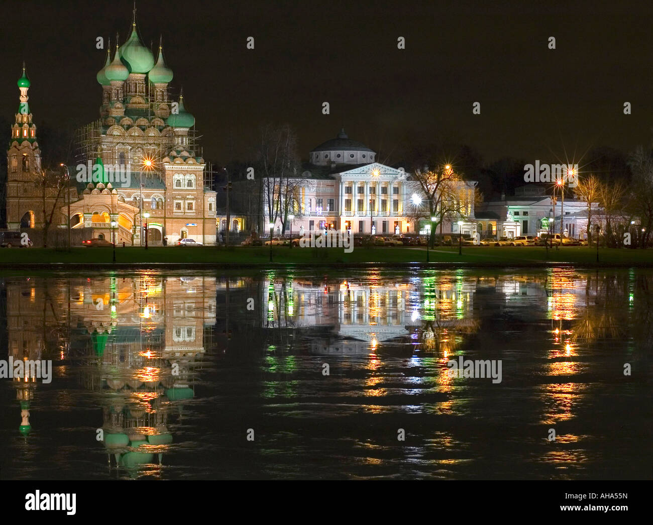 Russia Moscow Winter Night in country estate Stock Photo - Alamy