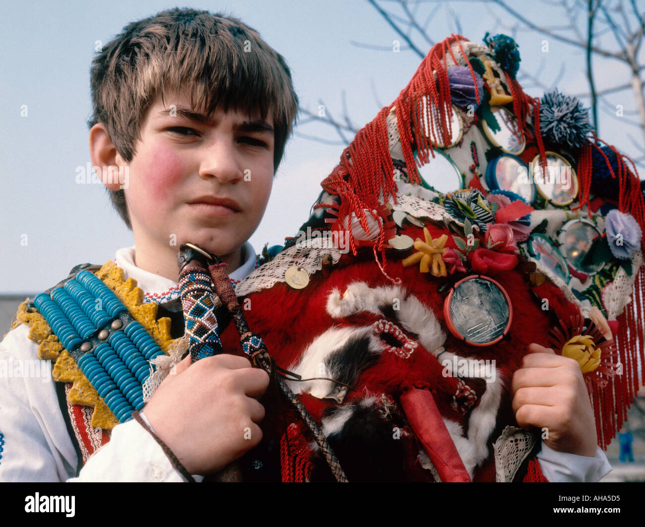 Boy with mummer mask Stock Photo - Alamy
