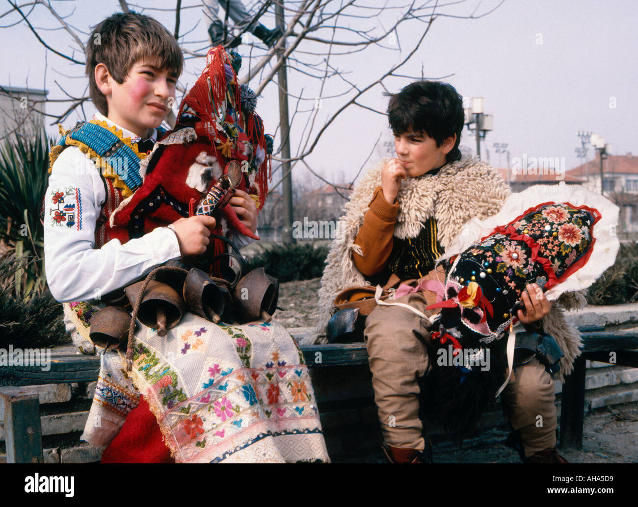 Boys with mummery costumes Stock Photo - Alamy