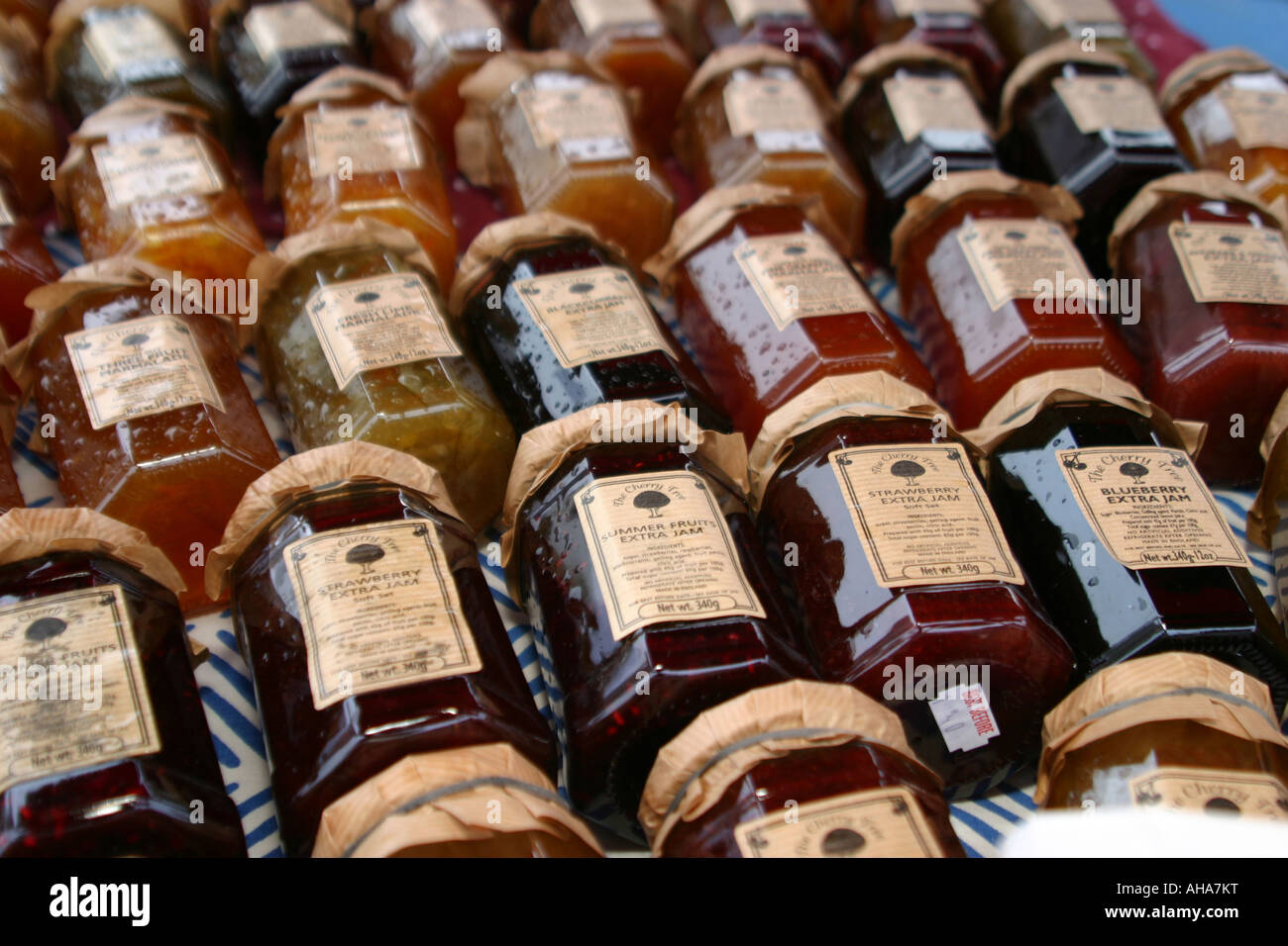 Jars of Jam at Farmers market Stock Photo - Alamy