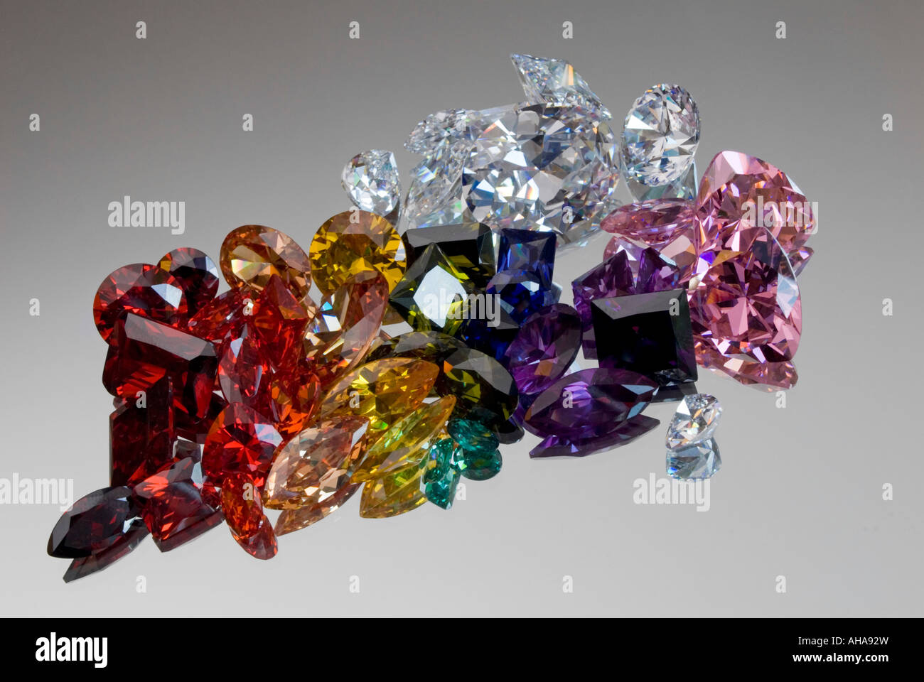Cut Gemstones, rainbow colours Stock Photo - Alamy
