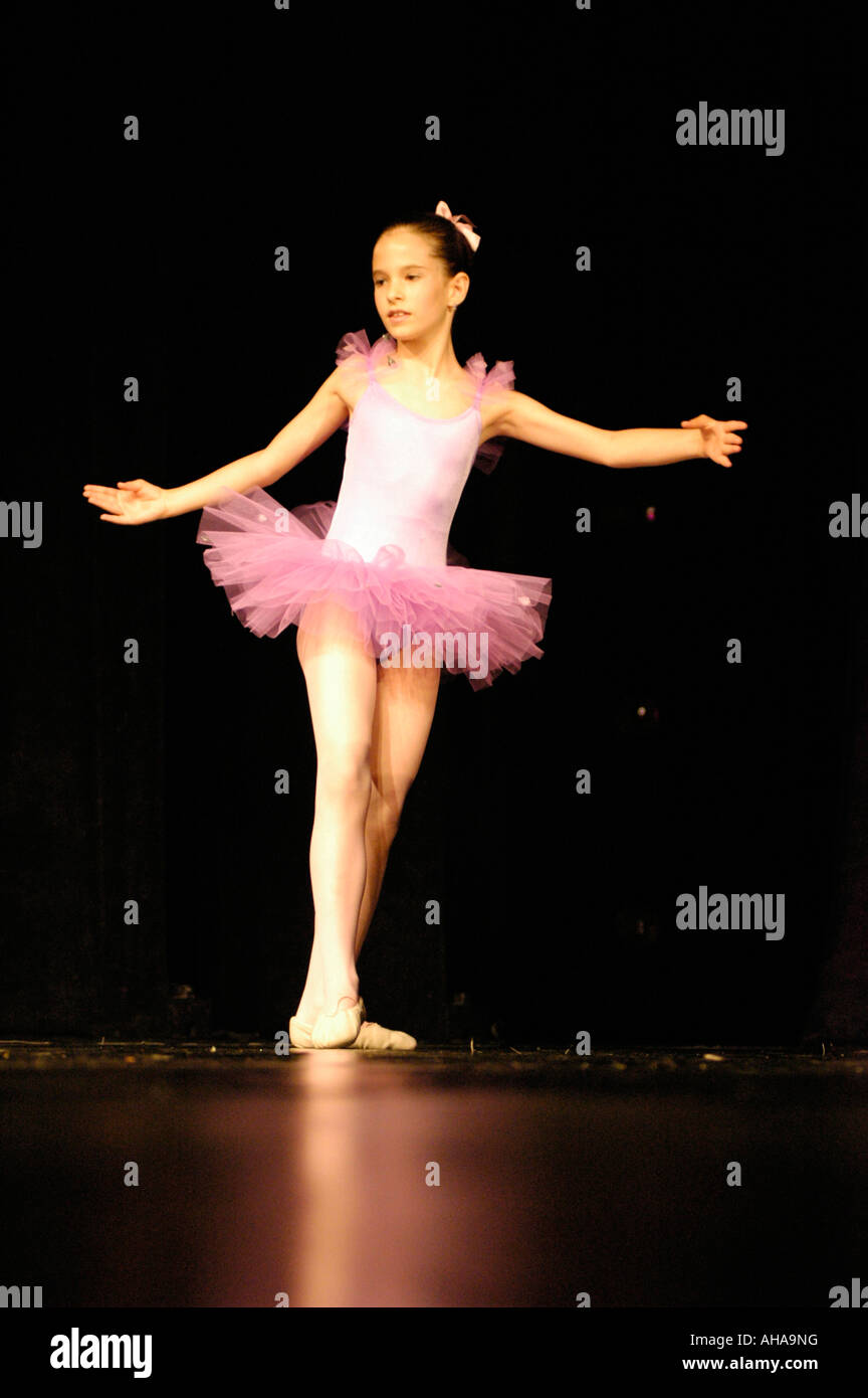 Ballerina girl performing on stage Stock Photo - Alamy