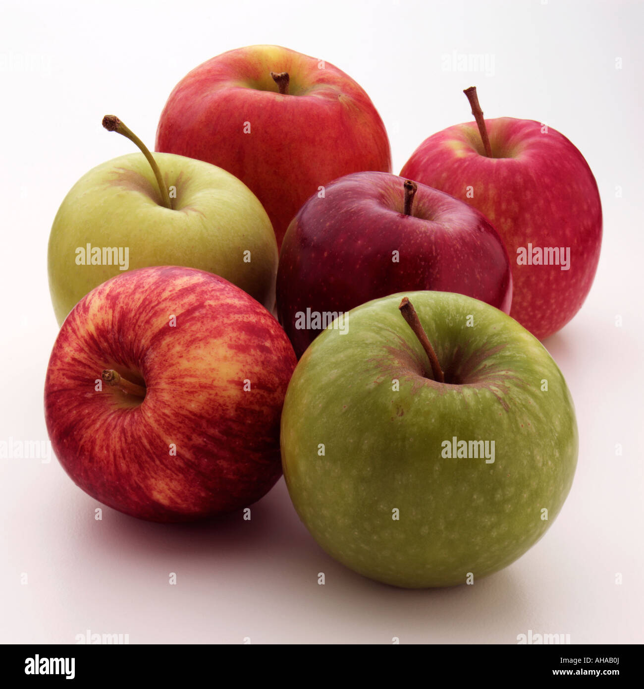 Various types of apple on a white background editorial food Stock Photo ...