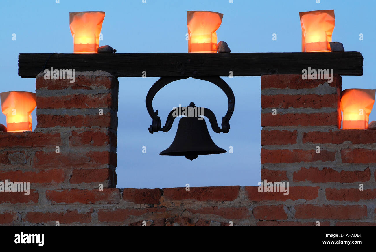 Luminarias and Mission Bell Stock Photo - Alamy