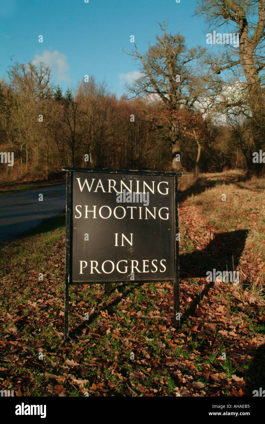Shooting in progress sign Stock Photo - Alamy