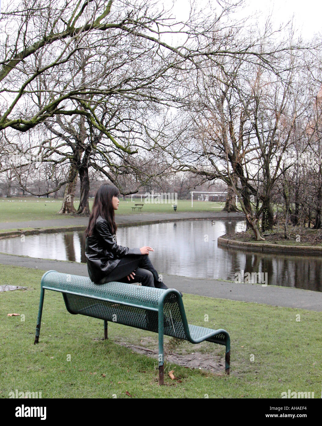 Woman black leather jacket smoking hi-res stock photography and images ...