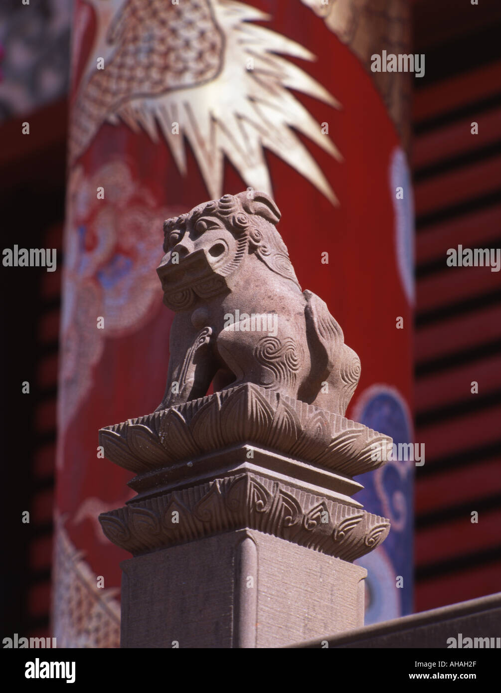 Stone Shisa at Shuri Castle Naha UNESCO world heritage site Stock Photo ...