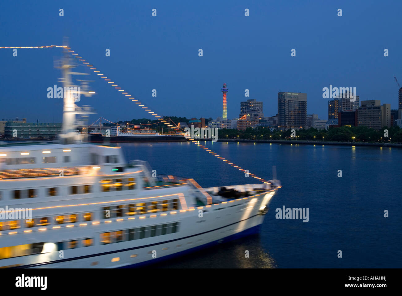 Sightseeing ship and Marine Tower Stock Photo - Alamy