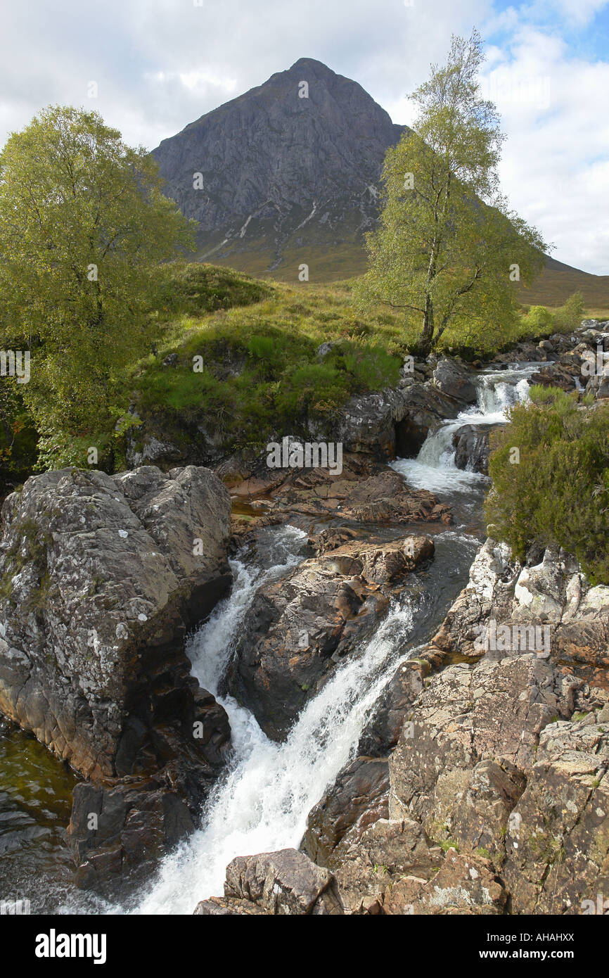 Etive Mor Waterfall at River Coupall where upper Glen Etive meets Glen ...
