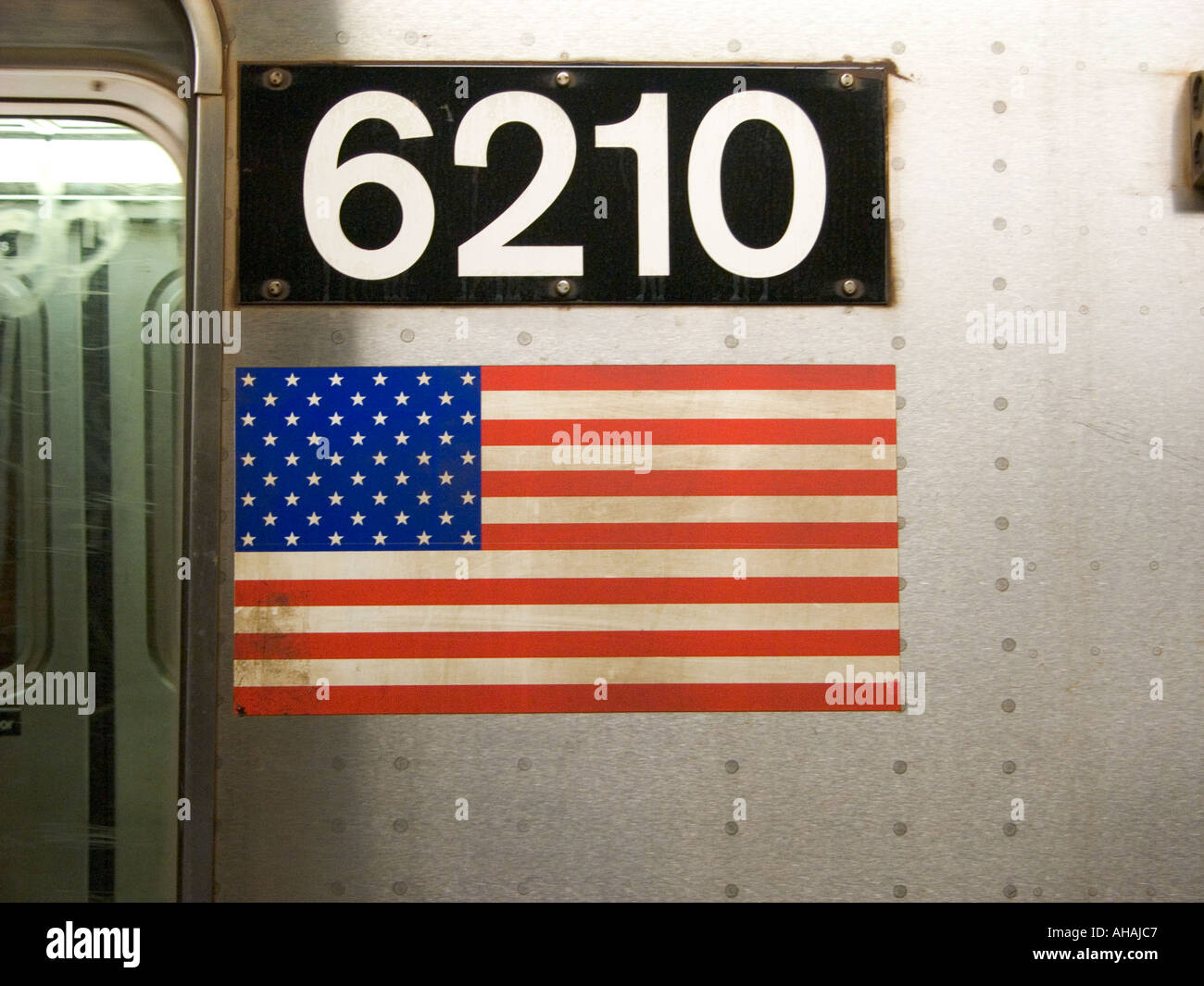 American flag on subway train hi-res stock photography and images - Alamy