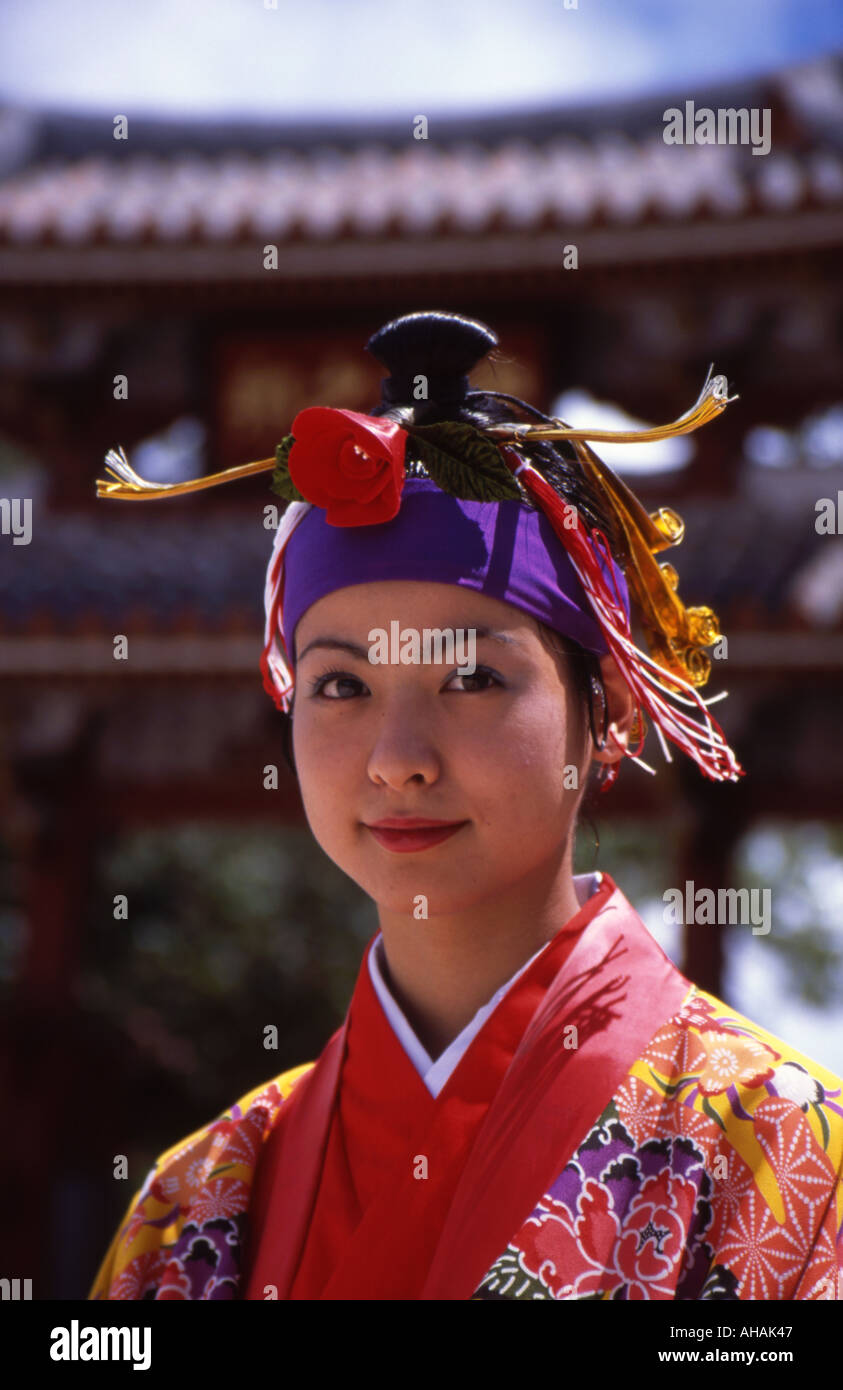 Okinawan woman in traditional dress at Shuri Castle Stock Photo - Alamy