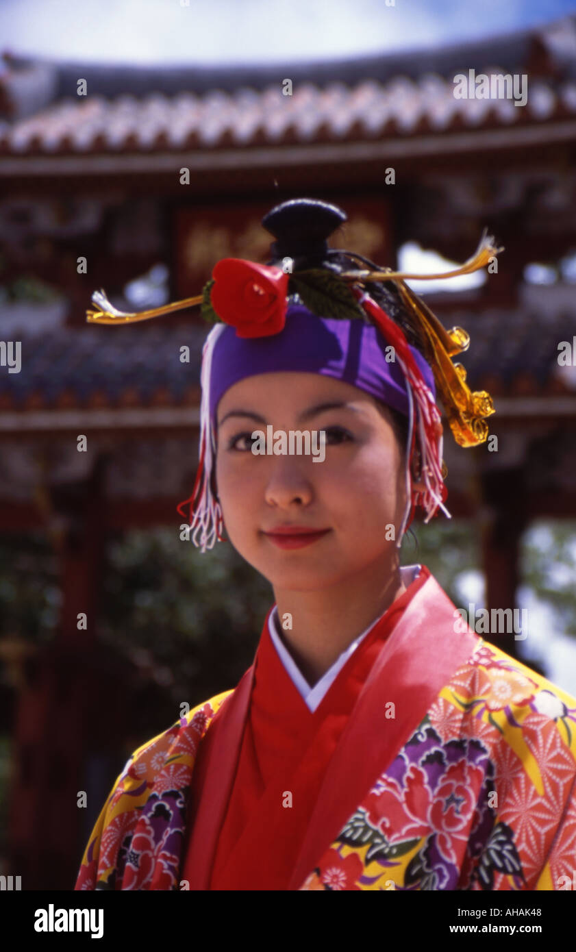 Okinawan woman in traditional dress at Shuri Castle Stock Photo - Alamy