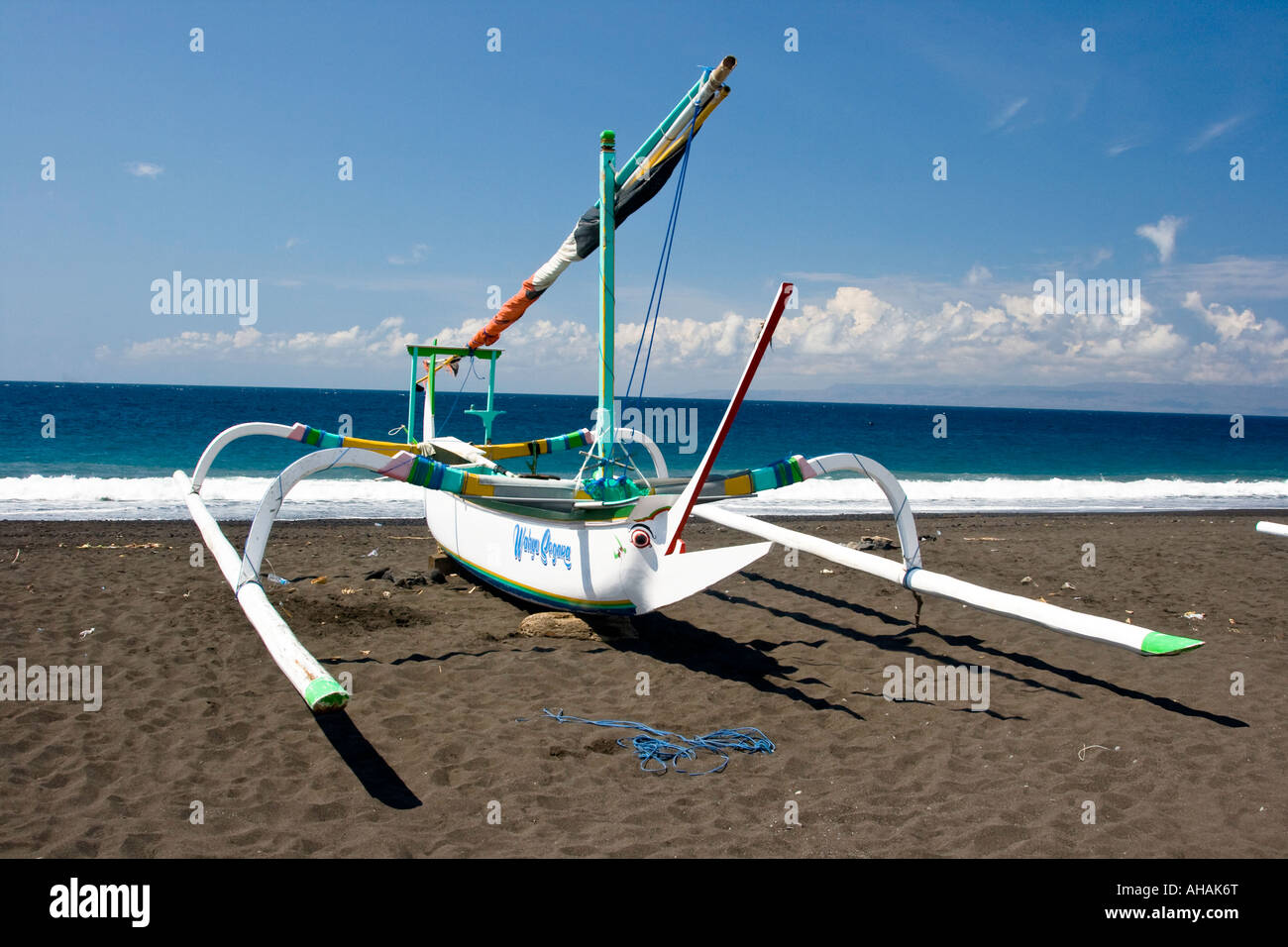 Jukung or Traditional Fishing Sailboat Amed Beach Bali Indonesia Stock ...