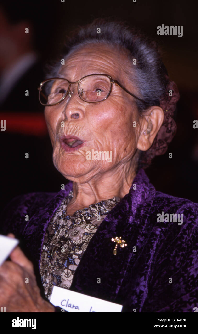 Youthful old lady 90s who embodies the healthy Okinawan lifestyle Stock ...
