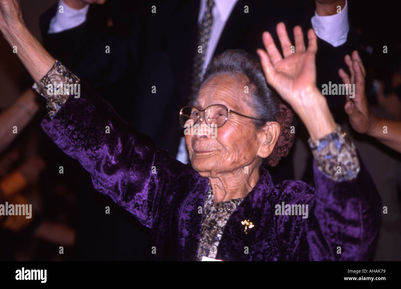 Youthful old lady 90s who embodies the healthy Okinawan lifestyle Stock ...