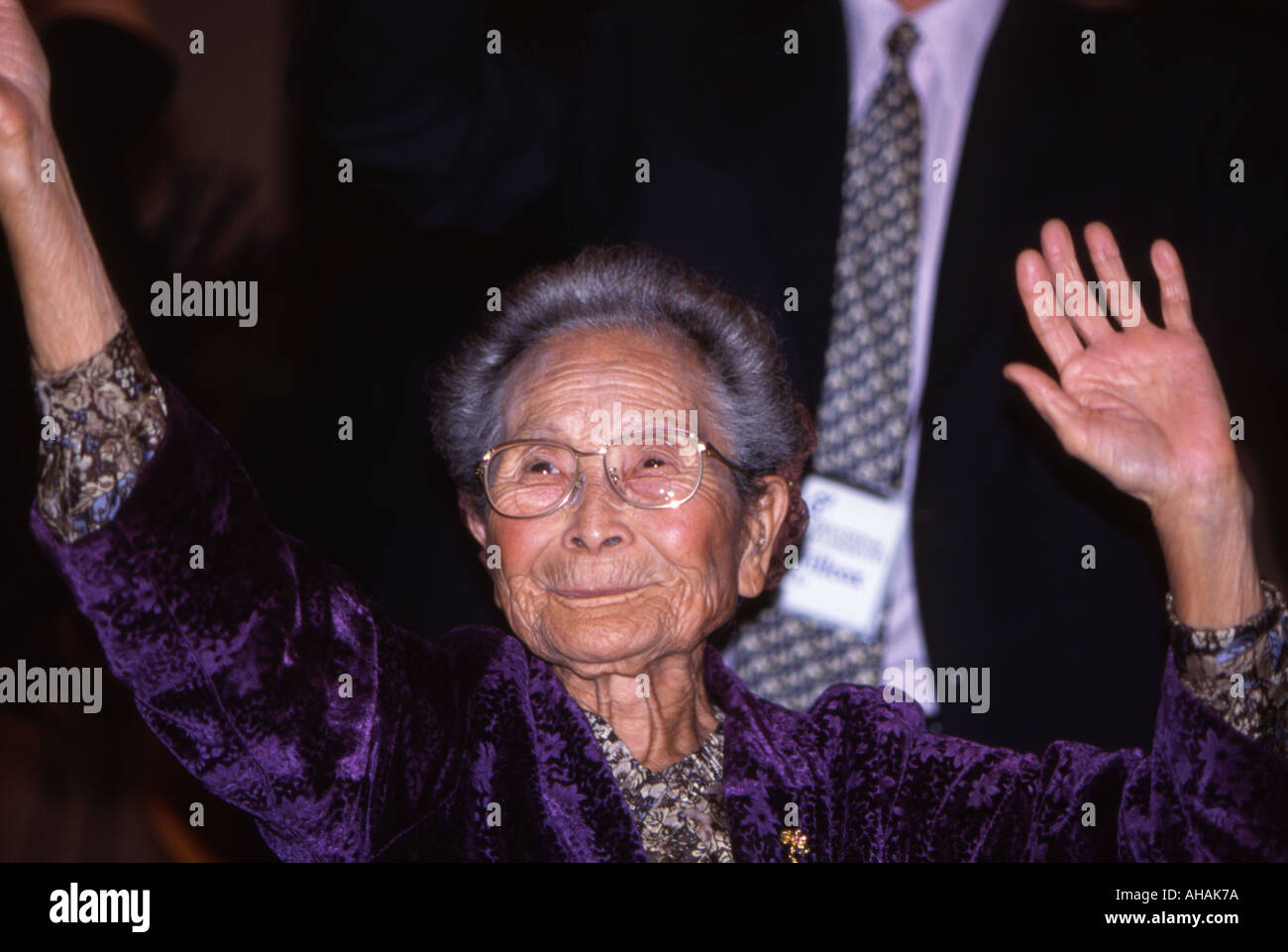 Youthful old lady 90s who embodies the healthy Okinawan lifestyle Stock ...