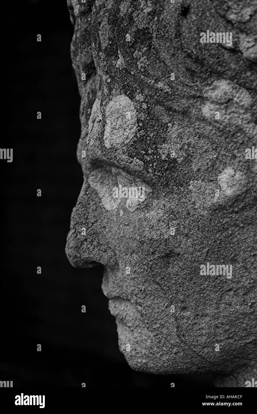 Side view of a garden statue face only Stock Photo - Alamy