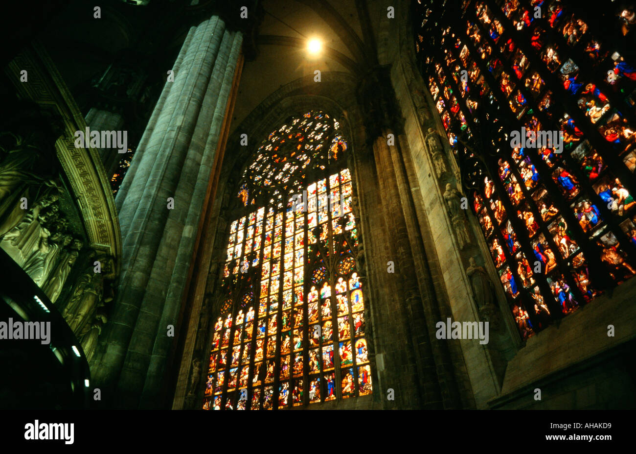 Milan Italy The Duomo Stained glass windows Stock Photo - Alamy