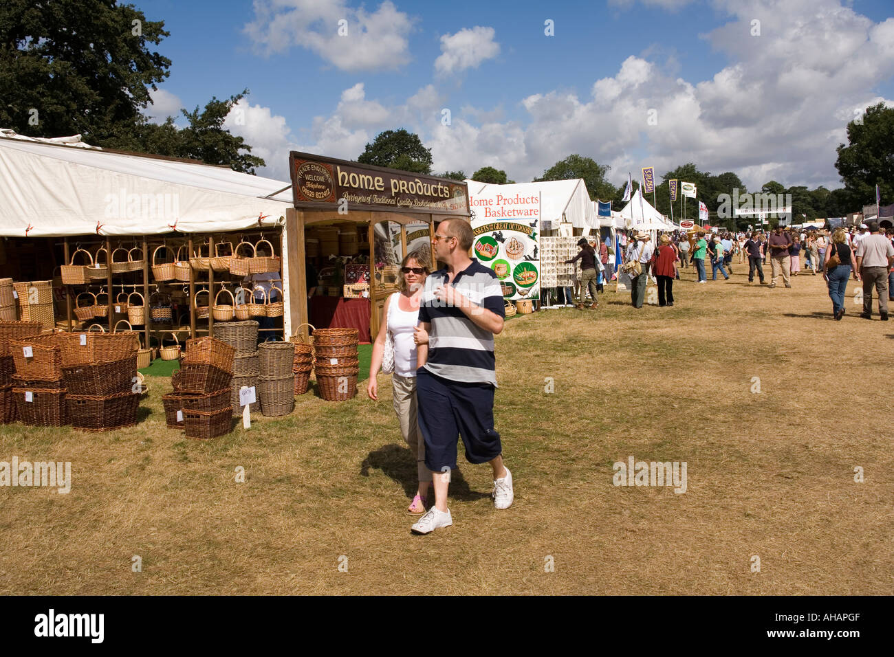 UK Hampshire Romsey Broadlands CLA Game Fair garden product stands ...