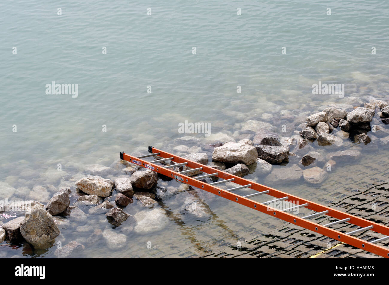 Ladder on harbour wall Stock Photo - Alamy