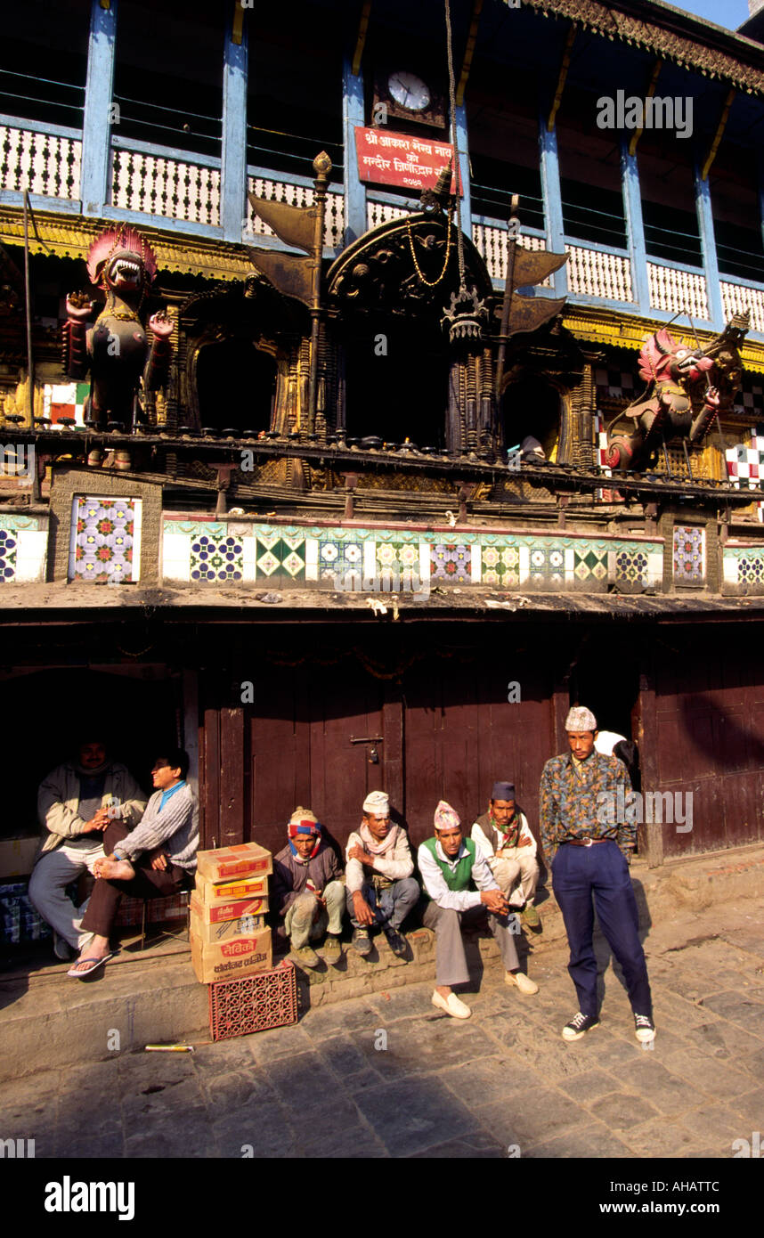 Nepal Kathmandu First floor temple in Chhetrapati district Stock Photo ...