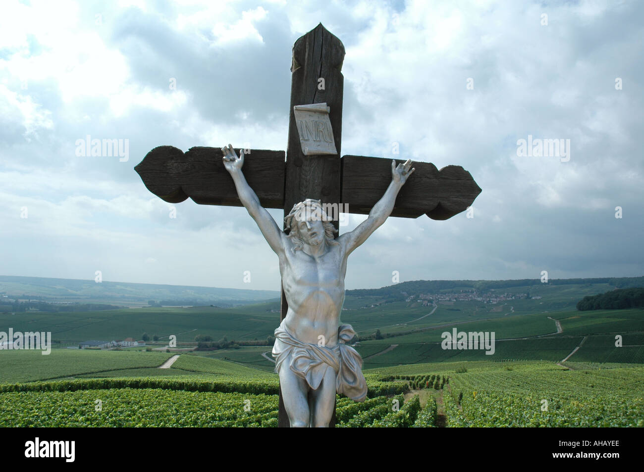 Religious cross in Champagne region of France Stock Photo - Alamy