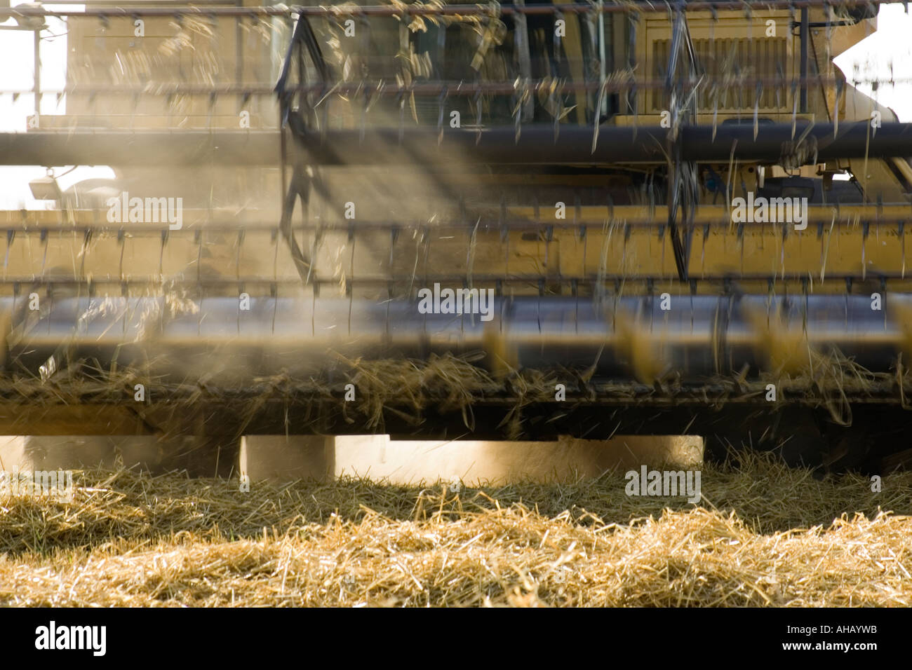 Reel and knives of combine harvester Wiltshire England UK Stock Photo ...