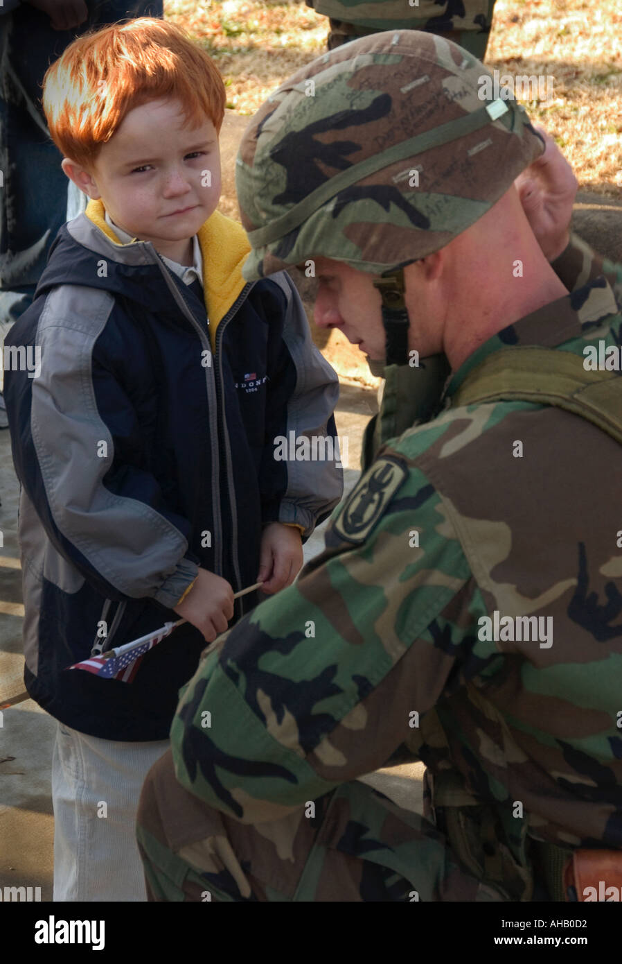 U.S. National Guard soldier says goodbye to red-haired child before ...