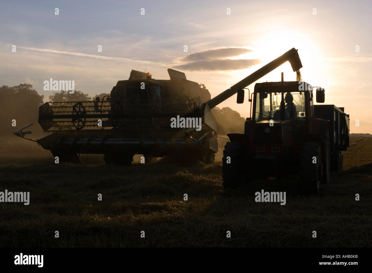 Combine harvester unloading grain hi-res stock photography and images ...