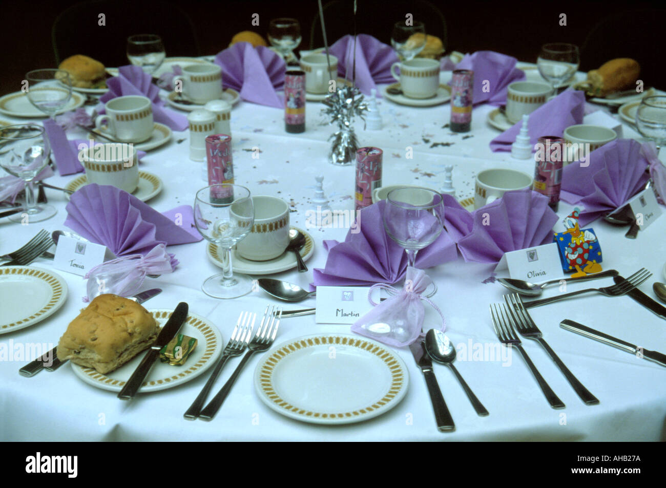Table laid for Wedding Breakfast reception Stock Photo - Alamy