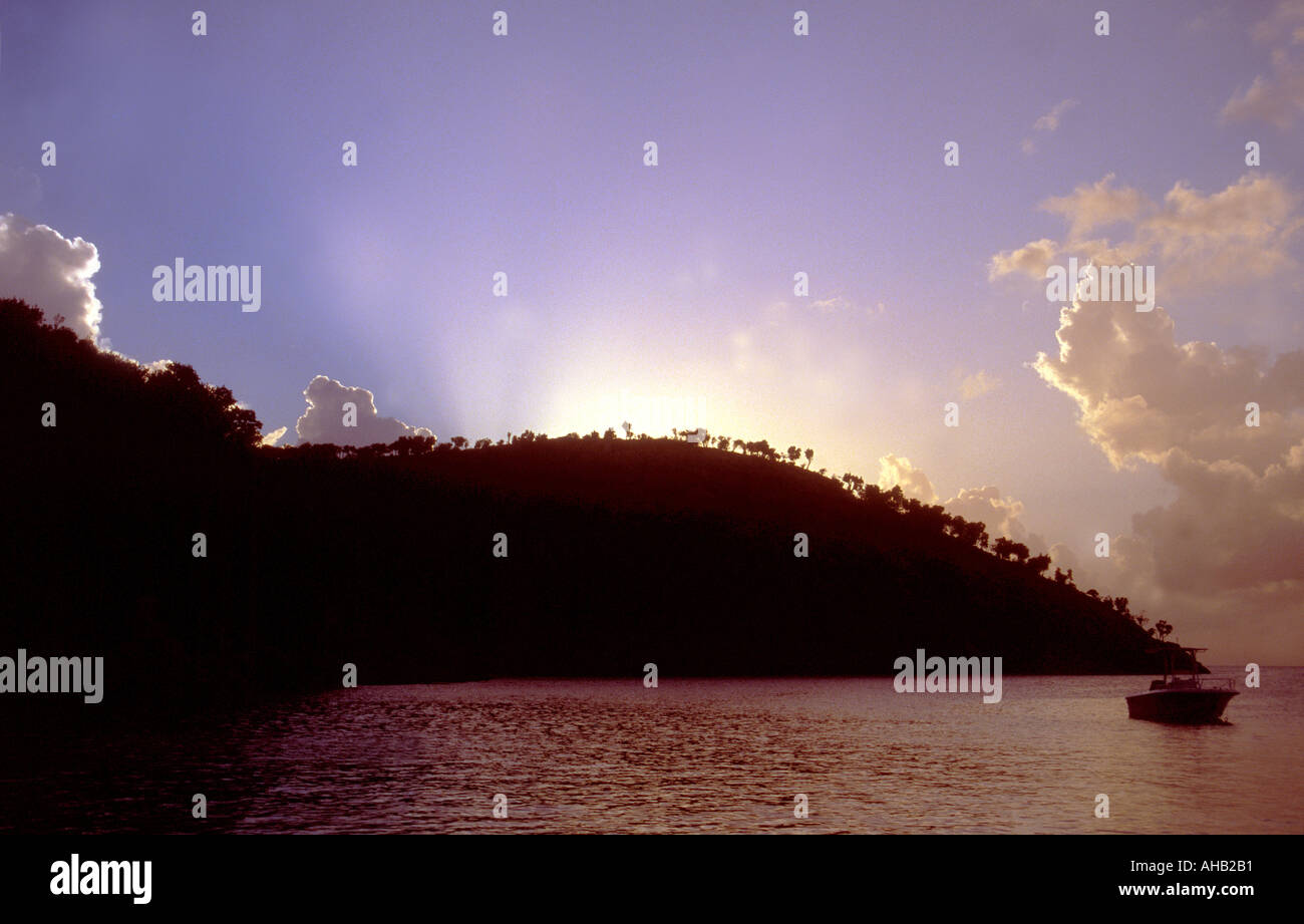 Sunset over Deep Bay Antigua Stock Photo - Alamy