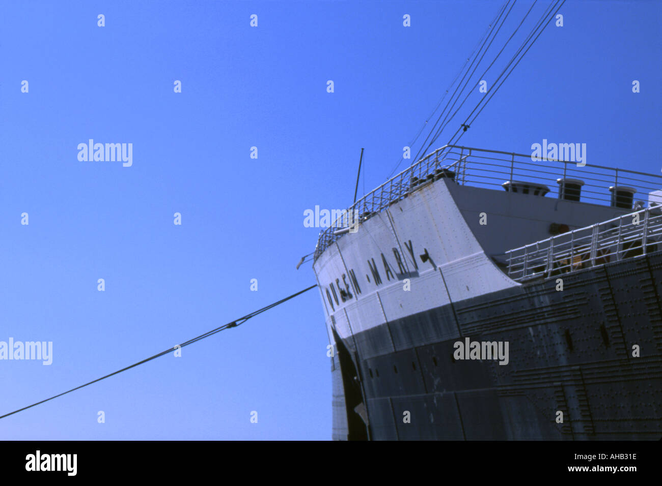 the bow of the Queen Mary ocean liner looking skywards Stock Photo - Alamy