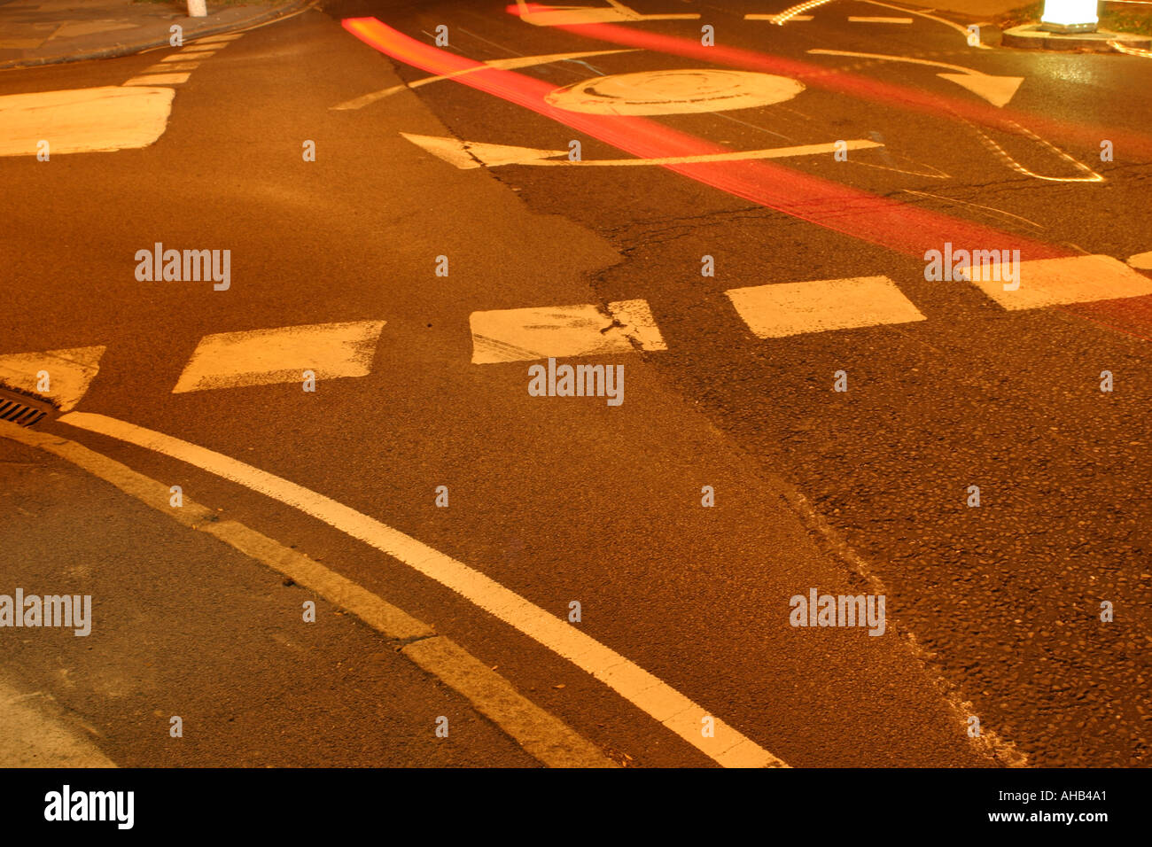 Mini roundabout at night Stock Photo - Alamy