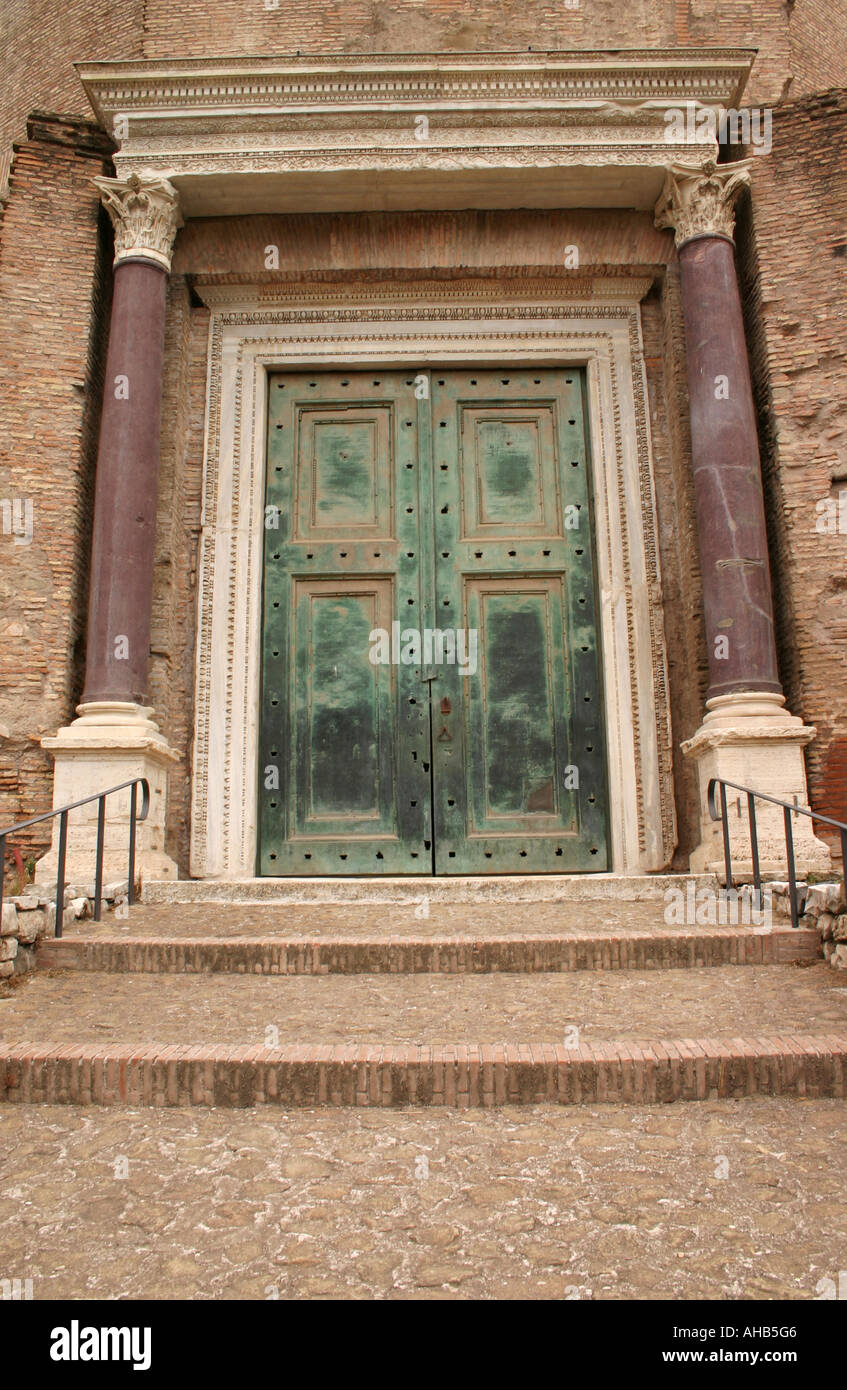 Bronze doorway entrance to the Temple of Romulus at the Roman Forum ...