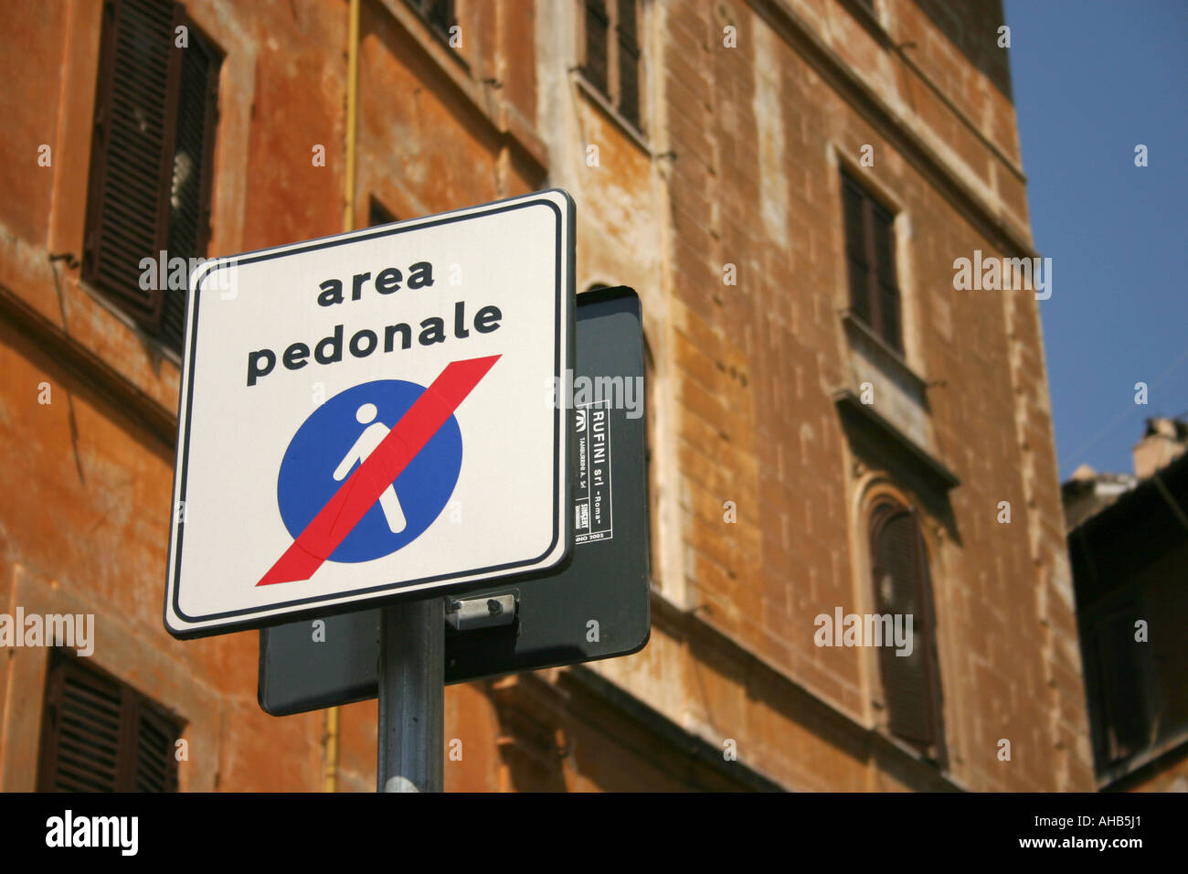 Area Pedonale Street Sign in Italy Rome Stock Photo - Alamy