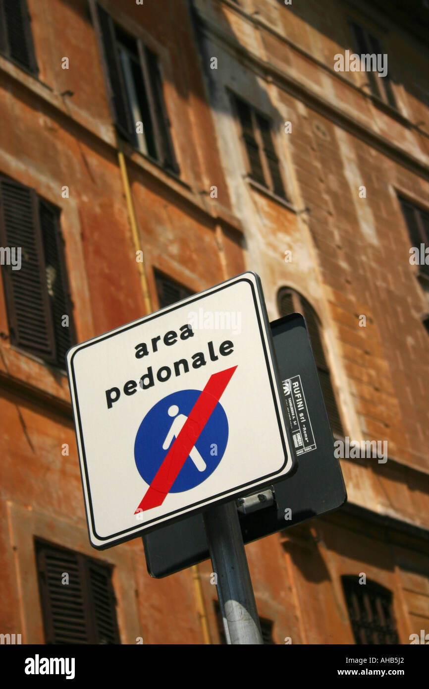 Area Pedonale Street Sign in Italy Rome Stock Photo - Alamy