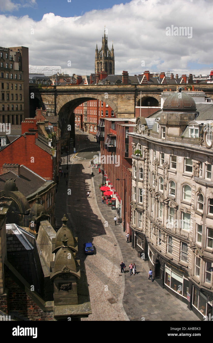 view from the Tyne Bridge of Side leading through into Dean Street ...